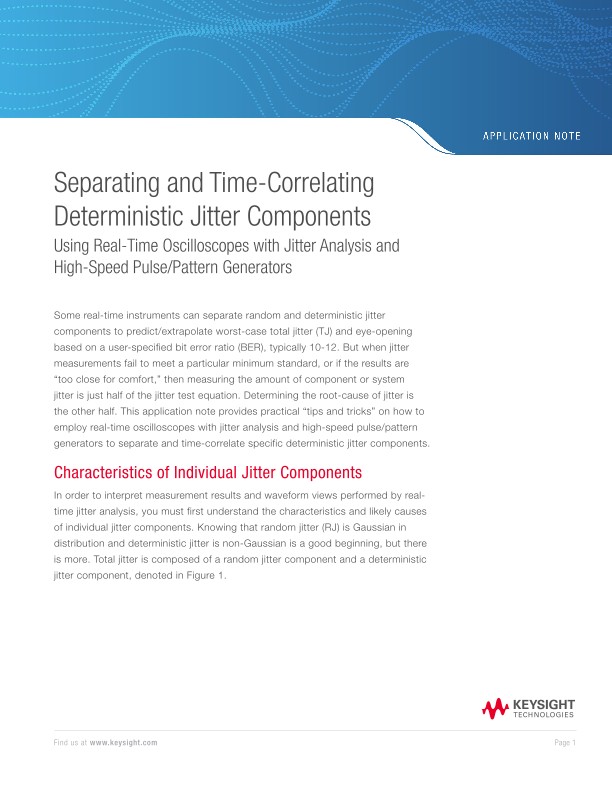 Separating and Time-Correlating Deterministic Jitter Components PDF Asset Page | Keysight